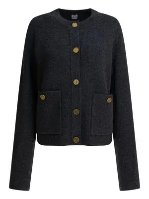 TOTEME Totême Hammered Button Cardigan With Patch Pockets Black