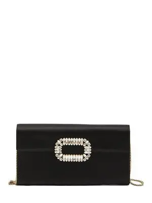 ROGER VIVIER Pilgrim Clutch Bag With Crystal Buckle - Black