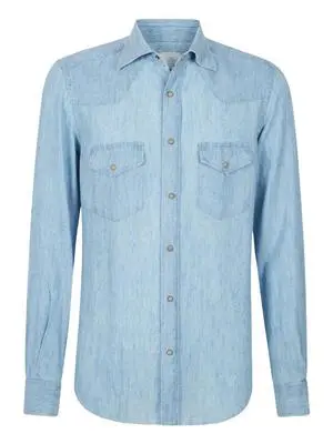 Eleventy Snap-front Western Shirt - Blue