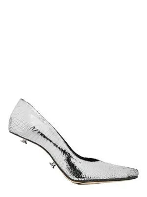 MAISON MARGIELA Tabi Plexi Wedge Heeled Pumps In Broken Mirror Leather - Silver