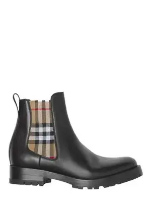 Burberry Checked Chelsea Boots - Black