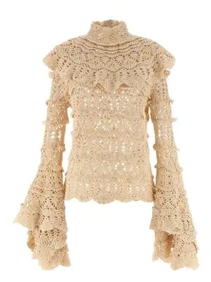 Zimmermann Hypnotic Hand Crochet Sweater - Nude