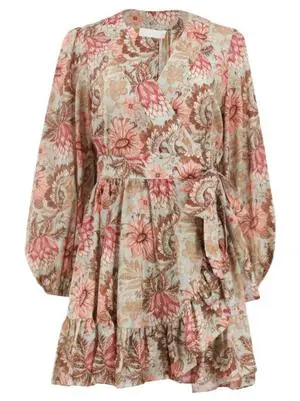 Zimmermann Zimmermann Daylight Mini Wrap Dress Nude