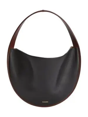 JIL SANDER Jil Sander Pivot Logo Embossed Shoulder Bag Black