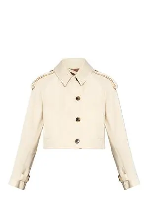 Burberry Burberry Cropped Epaulette Jacket With Turn-Down Collar Beige