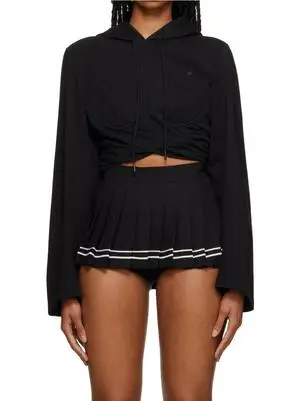 PUSHBUTTON Long-sleeved Hoodie With Drawstring And Knot Detailing - Black