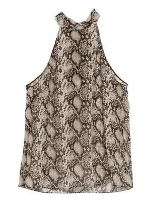 NILI LOTAN Snake-pattern Halter Neck Top - Brown