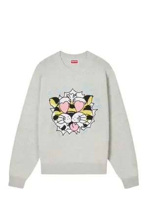 Kenzo Wild Tiger Knitted Jumper - Light Gray