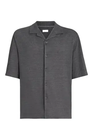Brunello Cucinelli Camp Collar Short Sleeve Shirt - Black