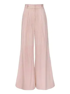 Zimmermann Striped High-waisted Wide-leg Trousers - Nude