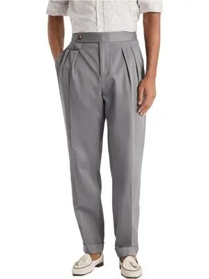 Brunello Cucinelli Brunello Cucinelli Gabardine Tailored Trousers With Double Pleats And Cuffed Hem Grey