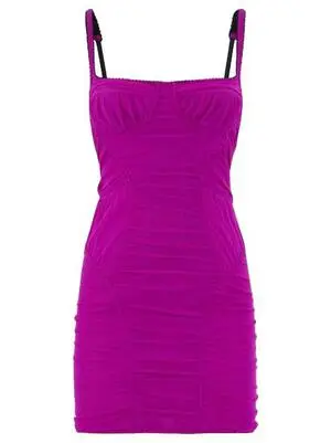 Attico Sleeveless Ruched Mini Dress - Purple