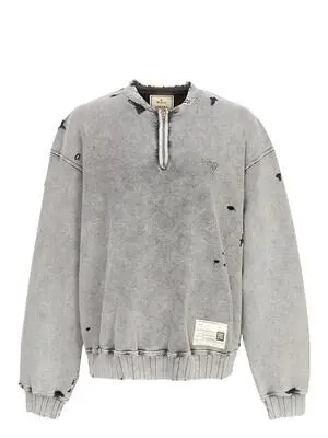 Mihara Yasuhiro Bleached Half Zip Pullover - Grey