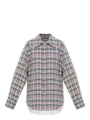 Victoria Beckham Cocoon Check-print Jacket - Gray