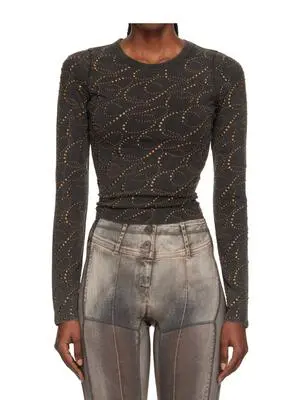 KNWLS Embellished Long Sleeve Top - Black