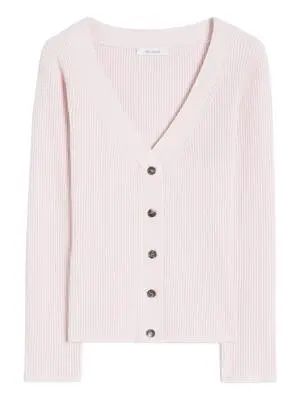 Max Mara V-neck Ribbed Cardigan With Flared Buttons - Pink