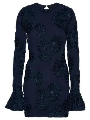 ROTATE BY BIRGER CHRISTENSEN 3d Floral Mesh Mini Dress - Black