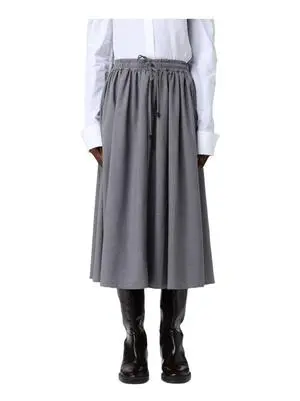 Max Mara Drawstring Waist Midi Skirt - Grey