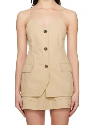 PUSHBUTTON Button-up Tank Top - Beige