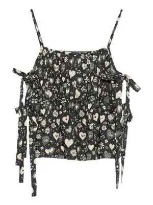 R13 Printed Floral Vest - Black