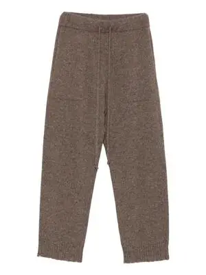 UMA WANG Ribbed Knit Drawstring Ankle Pants - Tan