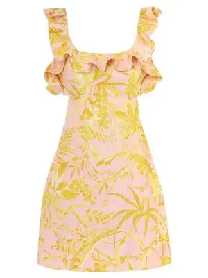 Zimmermann Ruffled Floral Mini Dress - Yellow