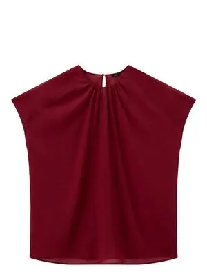 JOSEPH Broca Sheer Fine Wool Blouse - Ruby
