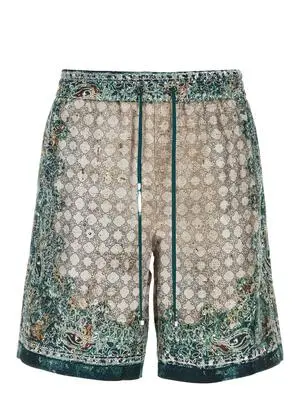Amiri Multicolor Silk Printed Bermuda Shorts - Green