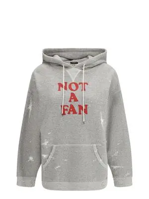 R13 Not A Fan" Distressed Hoodie - Gray