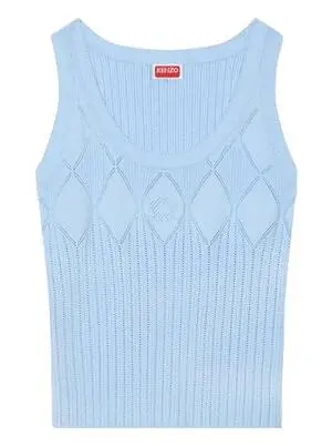 Kenzo Textured Knit Tank Top - Light Blue