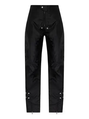 Rick Owens High-waisted Moto Pants With Buckled Hem - Black