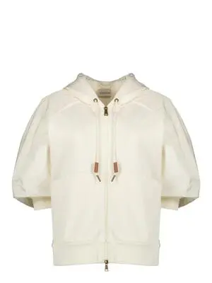 Moncler Drawstring Hooded Zip-up Cardigan - White