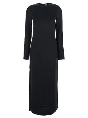 TOTEME Long Sleeve Satin Maxi Dress - Black