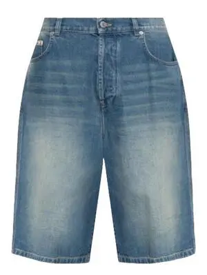 Moschino Detailed Denim Shorts - Blue