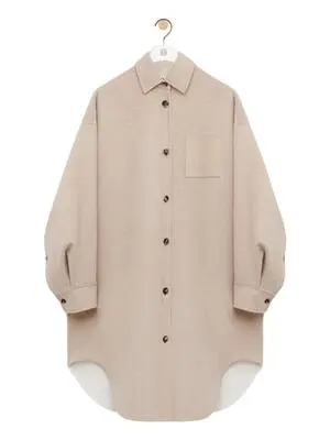 Loewe Anagram Buttoned Patch-pocket Overshirt - Sandstone/white