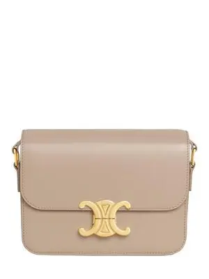 Celine Teen Triomphe Bag In Shiny Calfskin - Safari