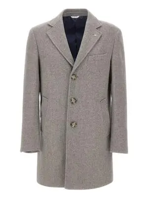 MANUEL RITZ Manuel Ritz Herringbone Single-Breasted Coat