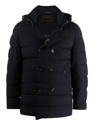 MOORER Double-breasted Hooded Down Jacket - Black