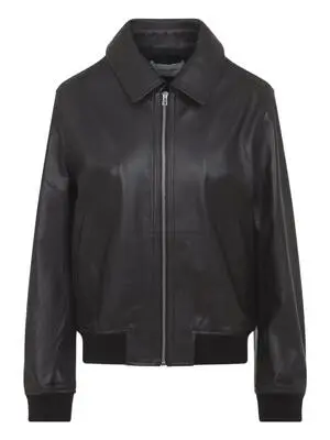YVES SALOMON Long-sleeved Leather Zip-up Jacket - Black