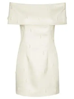 ROTATE BY BIRGER CHRISTENSEN Beaded Satin Mini Dress - Creamy White