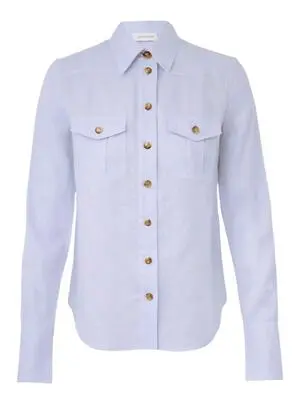 Zimmermann Long-sleeved Collared Shirt - Light Blue