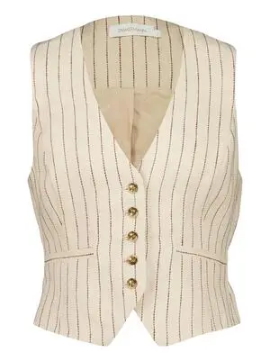 Zimmermann Pinstripe Button Vest - Nude