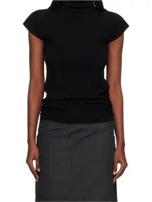 Issey Miyake Issey Miyake High-Neck Cap Sleeve Knit Sweater No