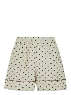 P.a.r.o.s.h Polka Dot Elasticated Waist Shorts With Contrast Piping - White