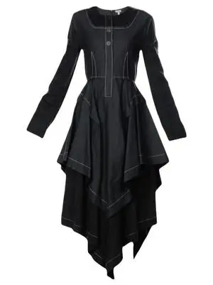 Loewe Long Sleeve Asymmetrical Dress - Black