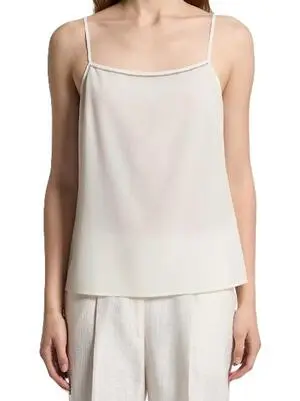 Peserico Sleeveless Spaghetti Strap Square Neck Tank Top - Natural White