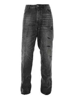 Emporio Armani Belt Loop Jeans With Distressed Details - Black