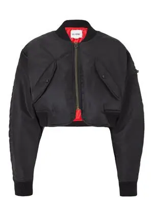 RE/DONE Cropped Bomber Jacket With Zip Closure - Black