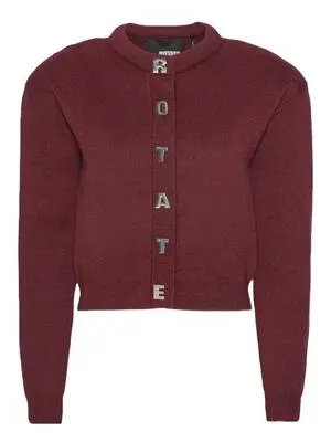 ROTATE BY BIRGER CHRISTENSEN Knit Cardigan With Metallic Logo Detail - Red