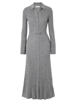 Gabriela Hearst Ribbed Knit Midi Dress - Grey